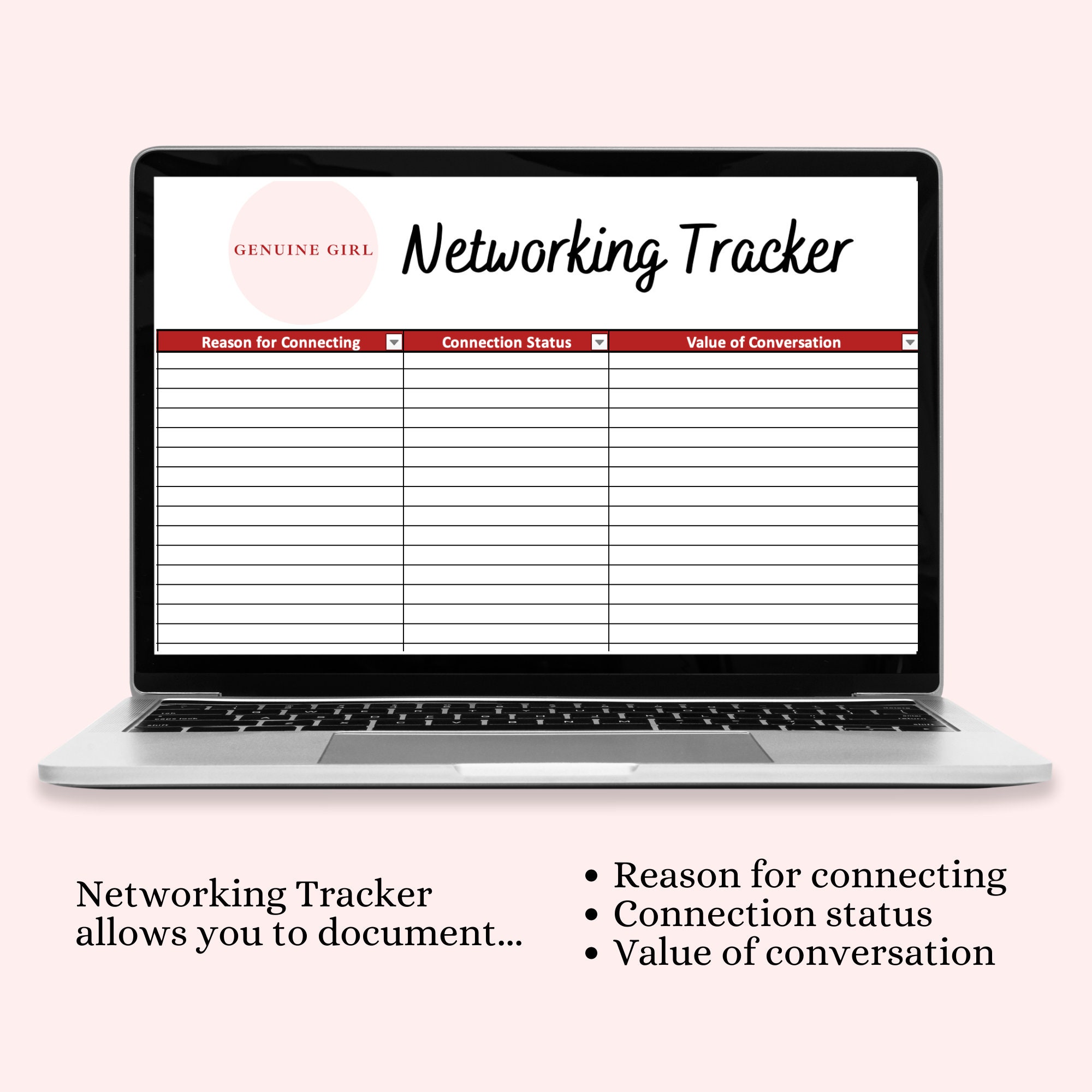 Networking Tracker Spreadsheet: Business Connections, Job Search (excel ...