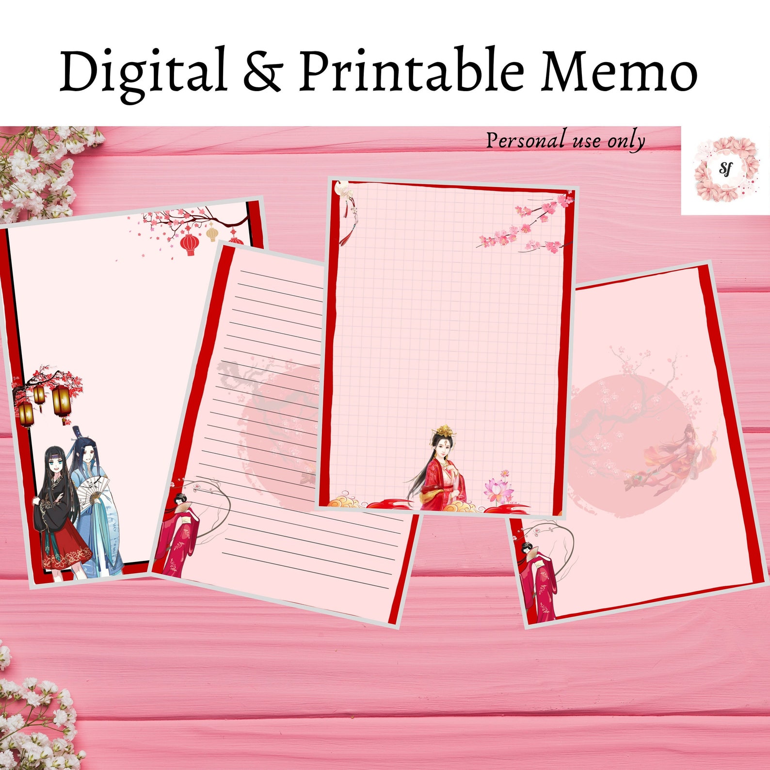 Digital and Printable Memo Pad, Notes, Stationary, Journal, Diary ...