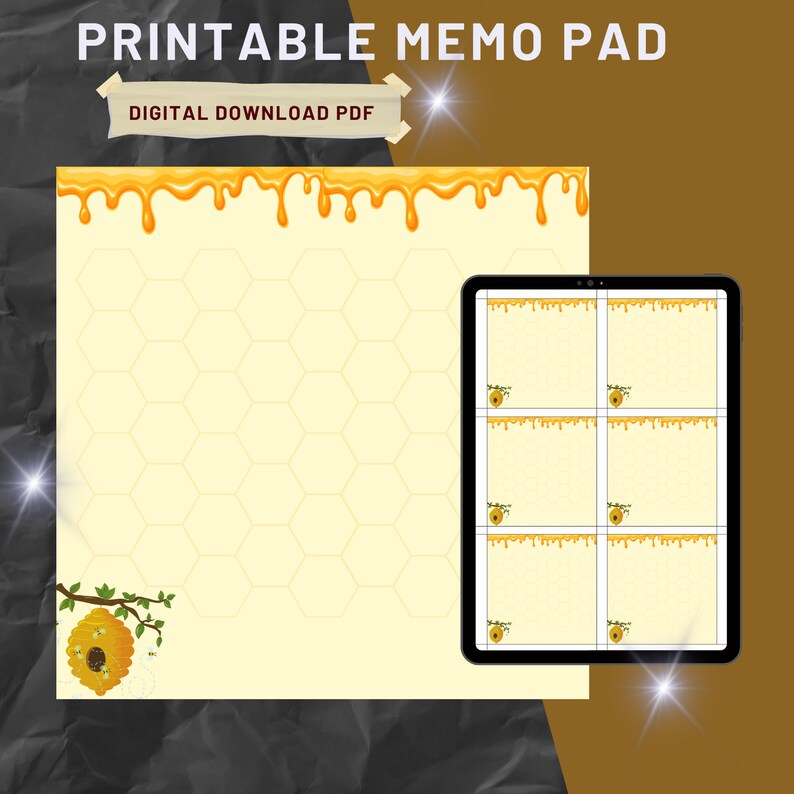Cute Honey Bee Printable Memo Pad, Notes, Daily Journal, Templates ...
