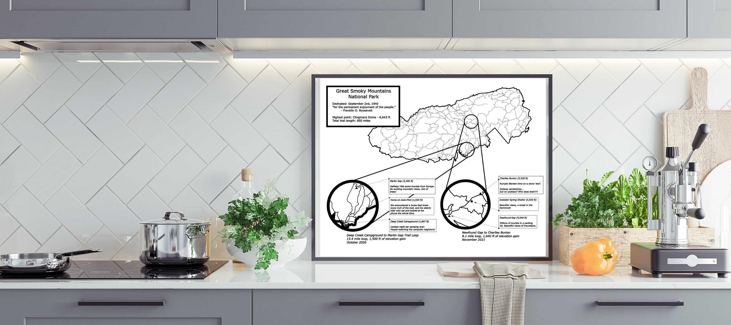 Custom Trail Map for the Outdoor Person in Your Life Great Smoky ...