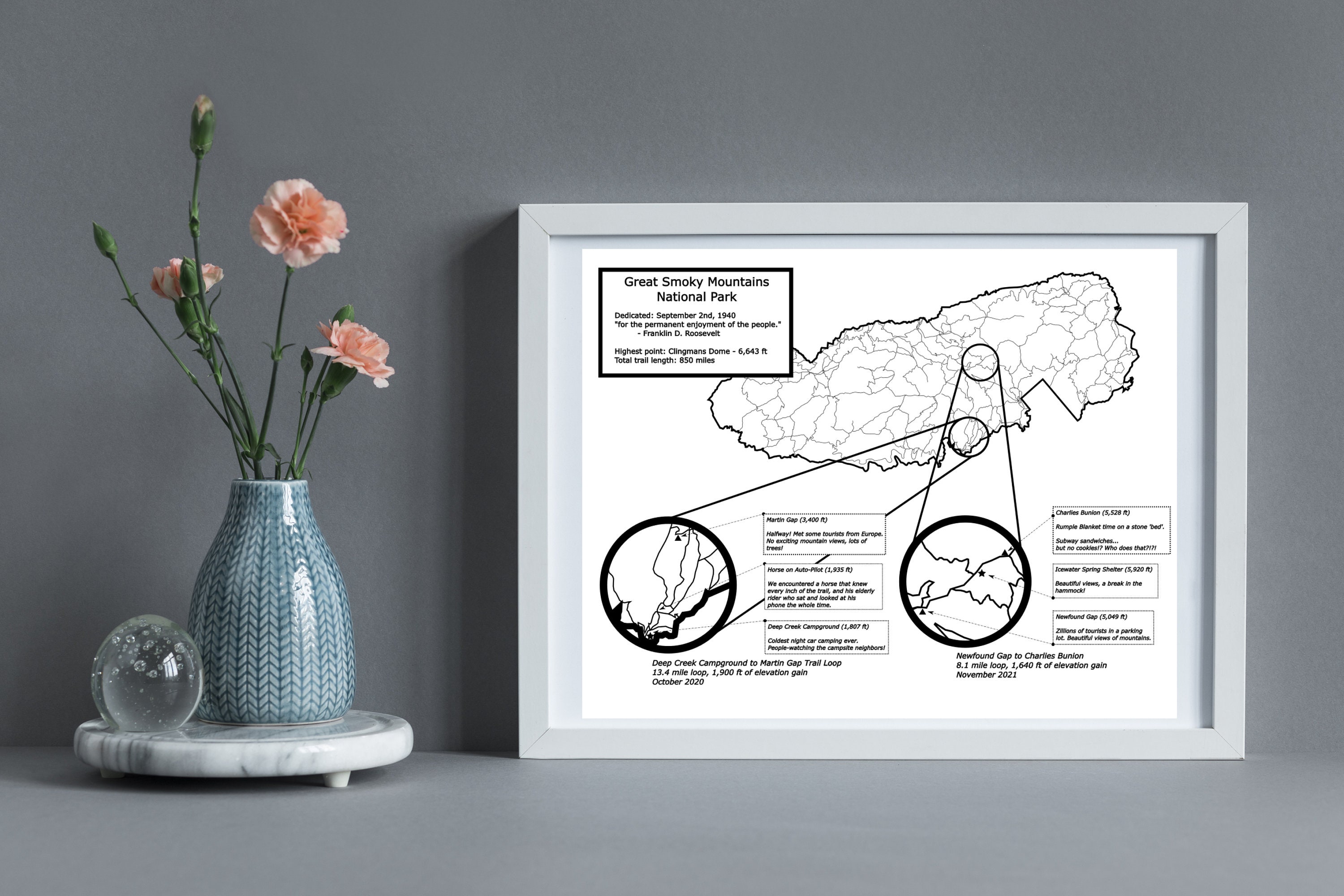 Custom Trail Map for the Outdoor Person in Your Life! - Great Smoky ...