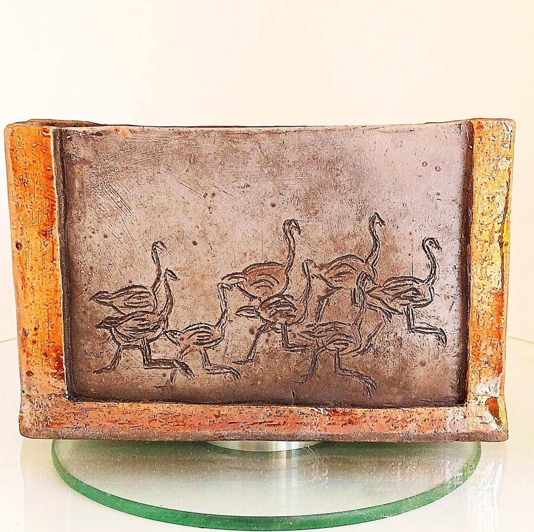 Ostriches! RAKU POTTERY Hand-built Vase Home Décor Made From Quality ...