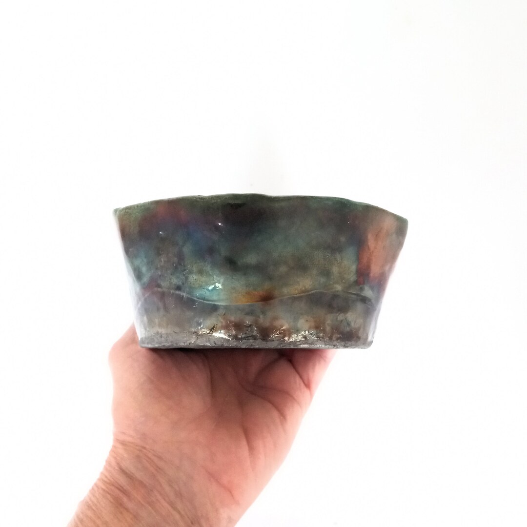 RAKU Small Hand-built Vase for Deck or Patio, Table, Shelf or Bookcase ...