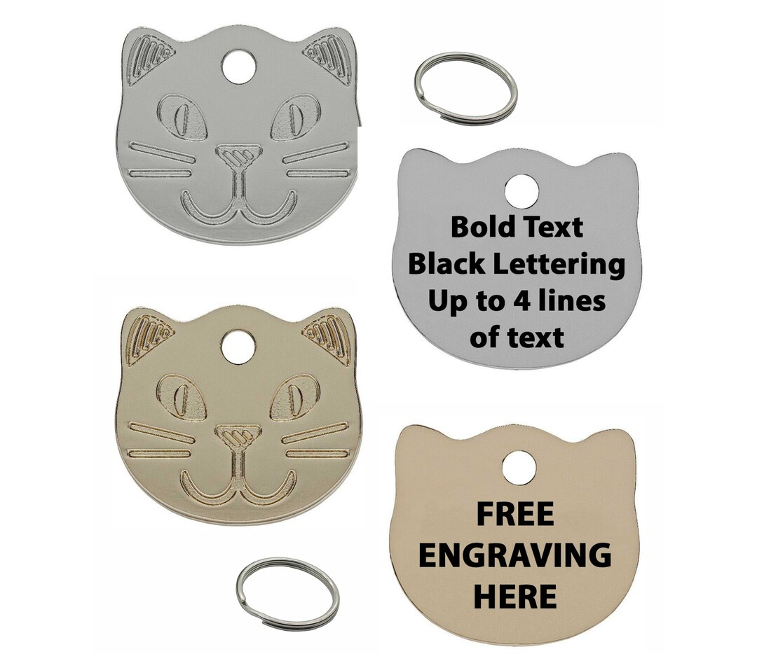 Cat Face Shape ID Tag Pet Tags 22mm Cat / Kitten Design - Etsy