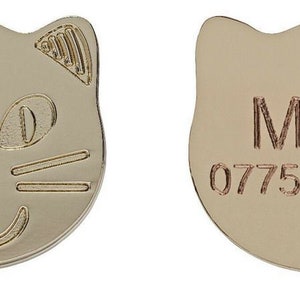 Cat Face Shape ID Tag, Pet Tags, 22mm Cat / Kitten Design Engraved Free ...