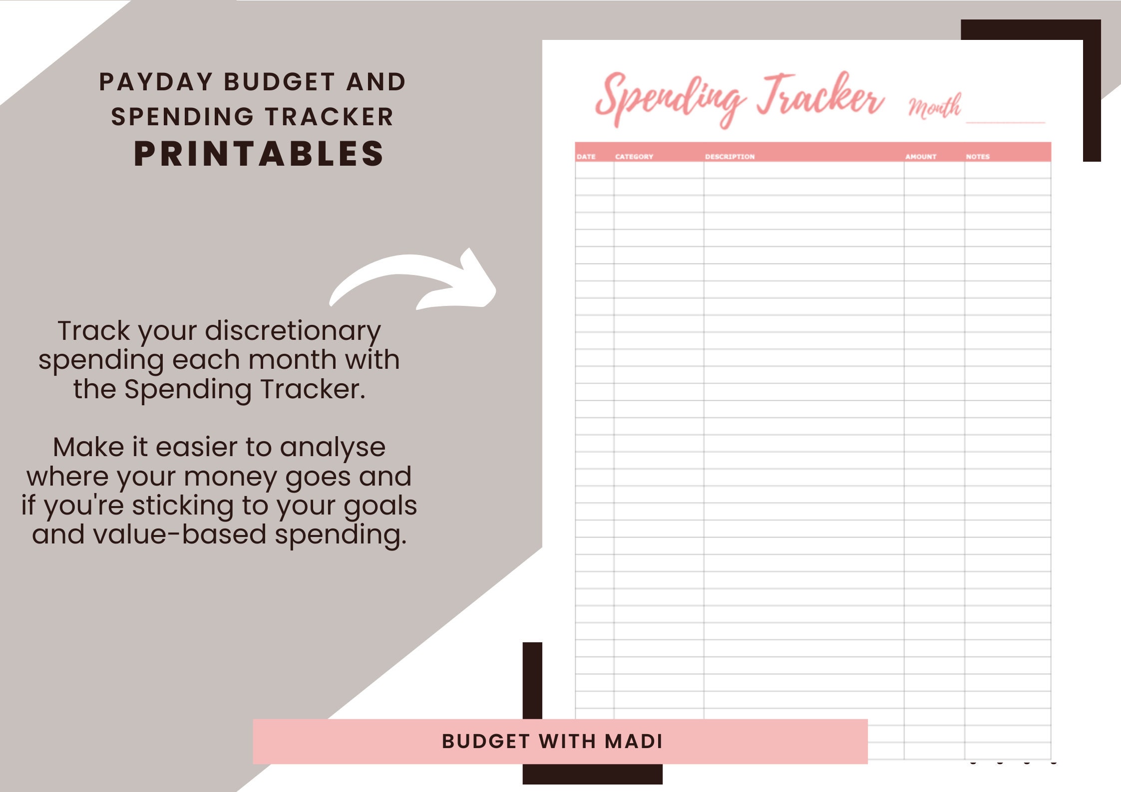 Printable Payday Budget and Monthly Spending Trackers | A4 A5 B5 B4 ...
