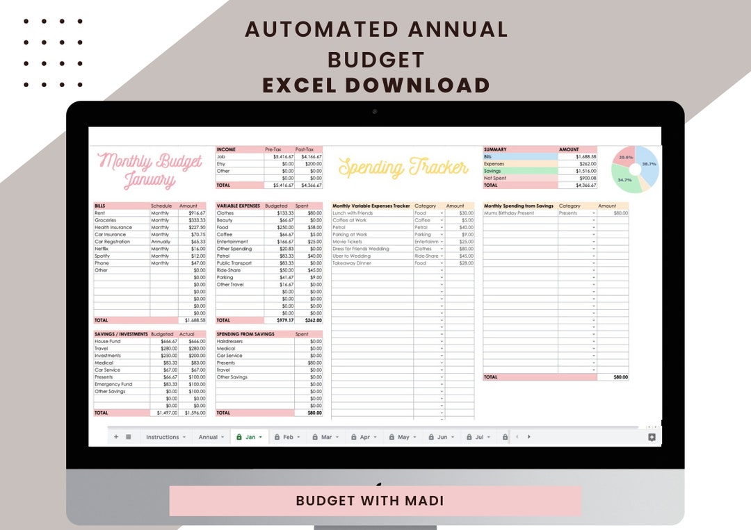 The Ultimate Annual Budget Template for Microsoft Excel - Etsy