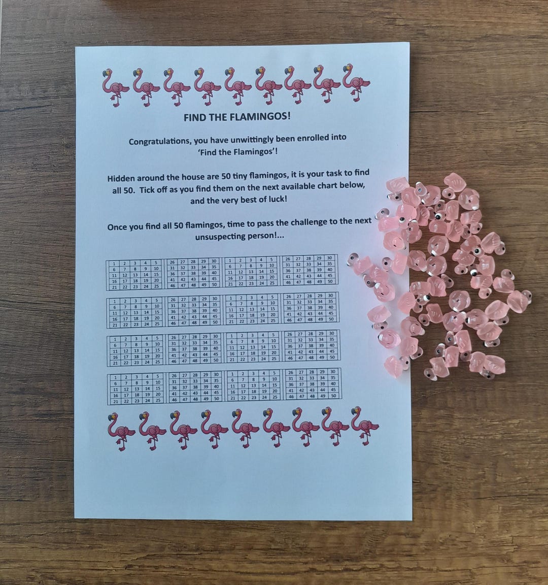 The 'find the Flamingos' Challenge Game Set - Hide 50 or 100 Mini ...