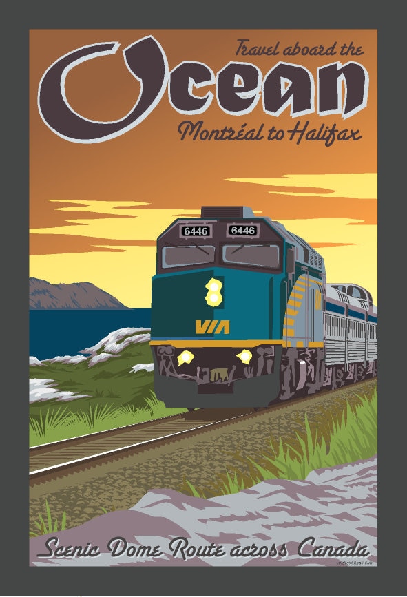 VIA Rail Canada Ocean Train Journey Retro Print / Canvas / Wall Art - Etsy