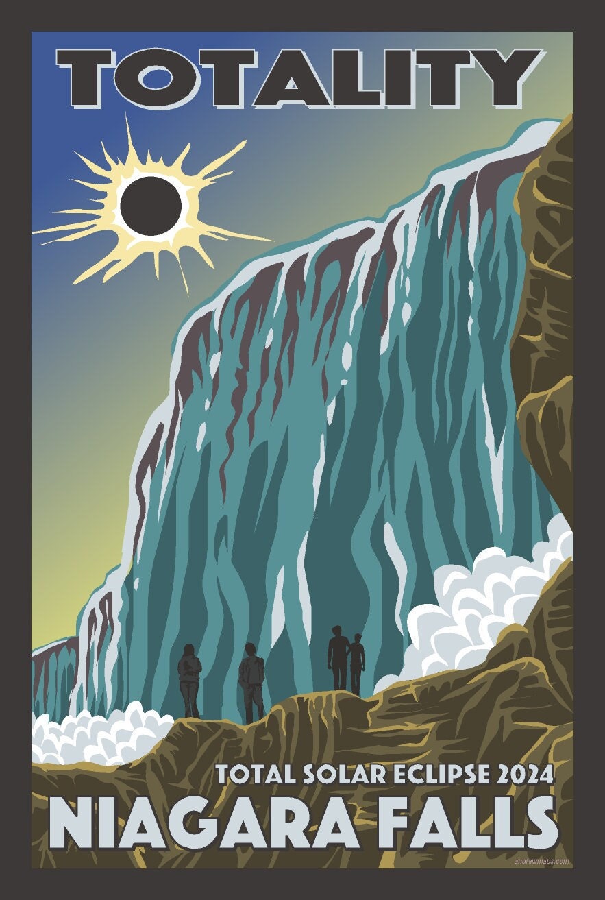 Total Eclipse 2024 Niagara Falls Retro Print / Canvas / Wall Art - Etsy