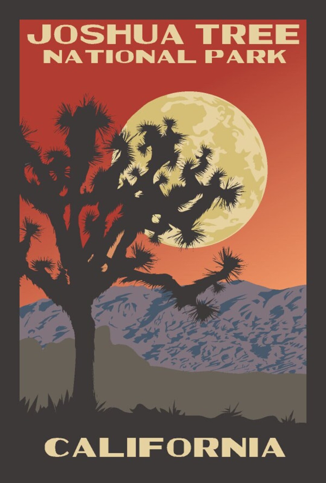 Joshua Tree National Park California USA Desert Retro Print / Canvas ...