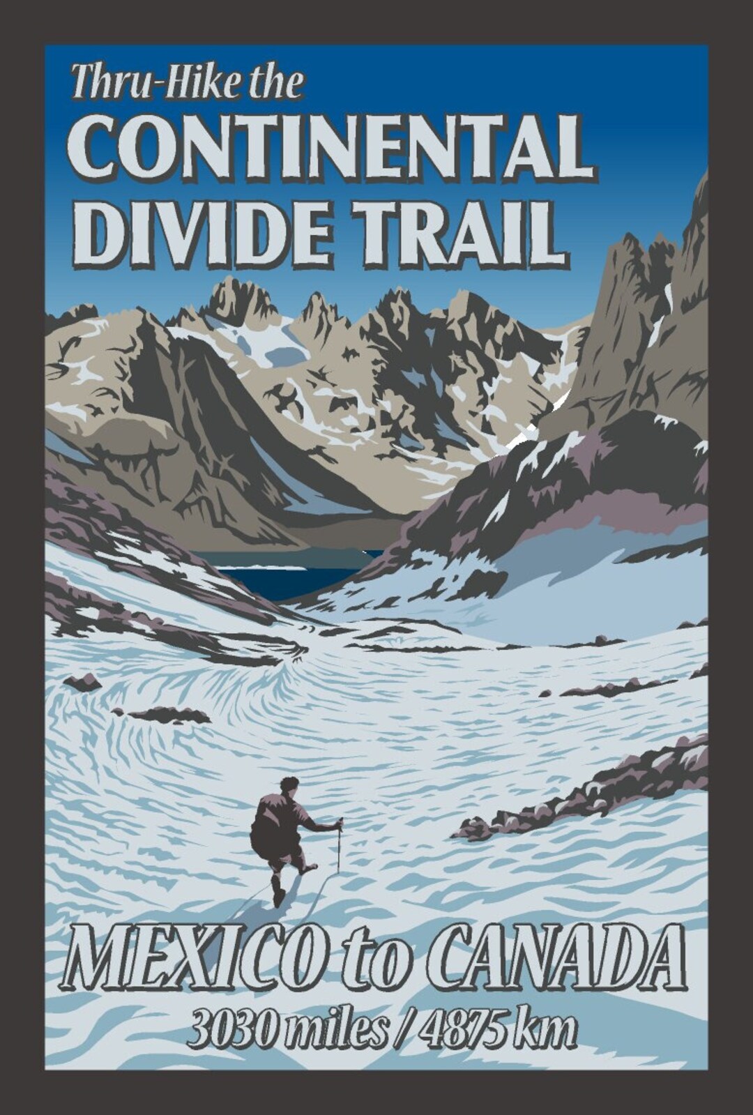 Continental Divide Hiking Trail CDT Wyoming Retro Print / Canvas / Wall ...