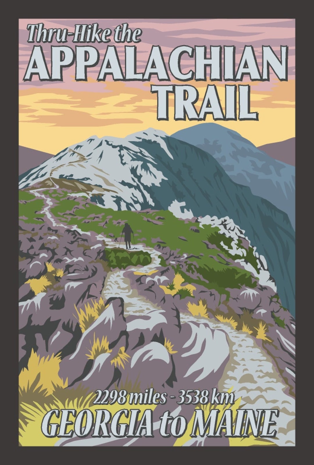 Appalachian Trail Hiking Retro Print / Canvas / Wall Art - Etsy