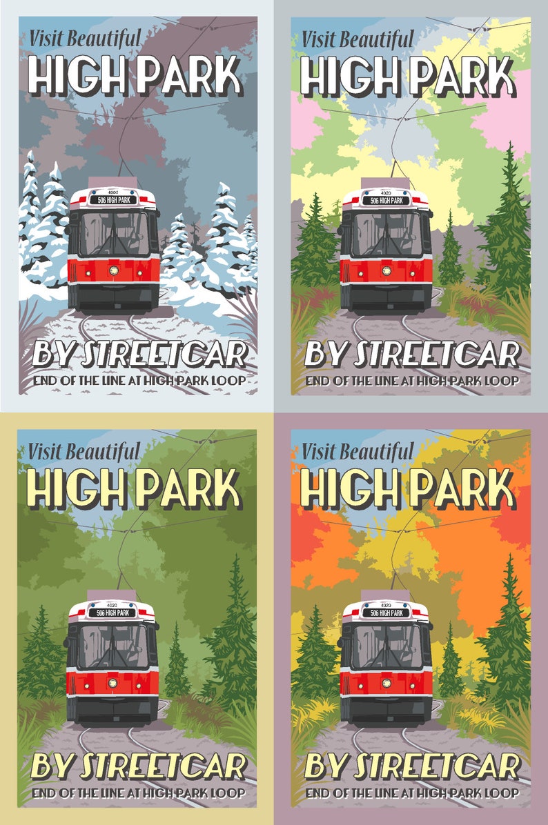 TTC Toronto High Park Retro PCC Streetcar Transit Print / Canvas / Wall ...