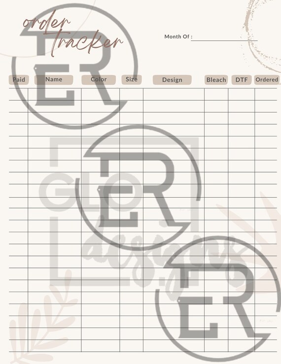 Digital Download Custom Order Tracker - Etsy