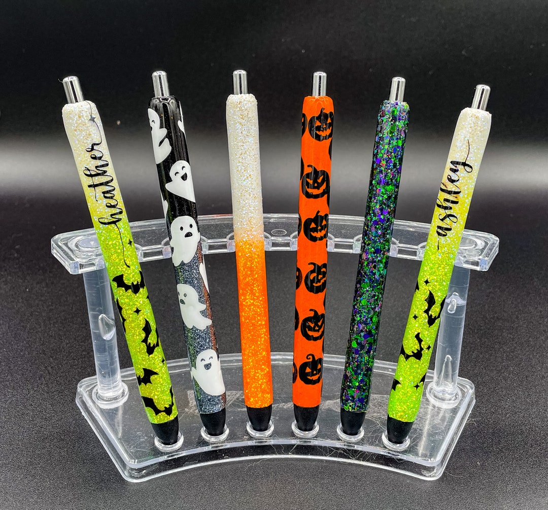 Glitter Halloween Personalized Gel Ink Pens Spooky Ghosts or Pumpkins ...
