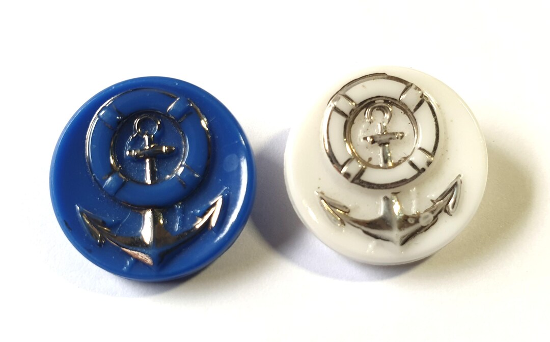 Art Deco Glass Buttons: Silver Anchor & Lifebuoy, 1920s, 18mm - Etsy