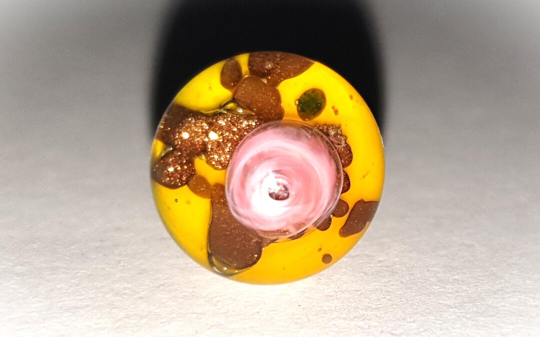 Button: Winfield Rutter 1940s Paperweight Button, Central Pink Flower ...