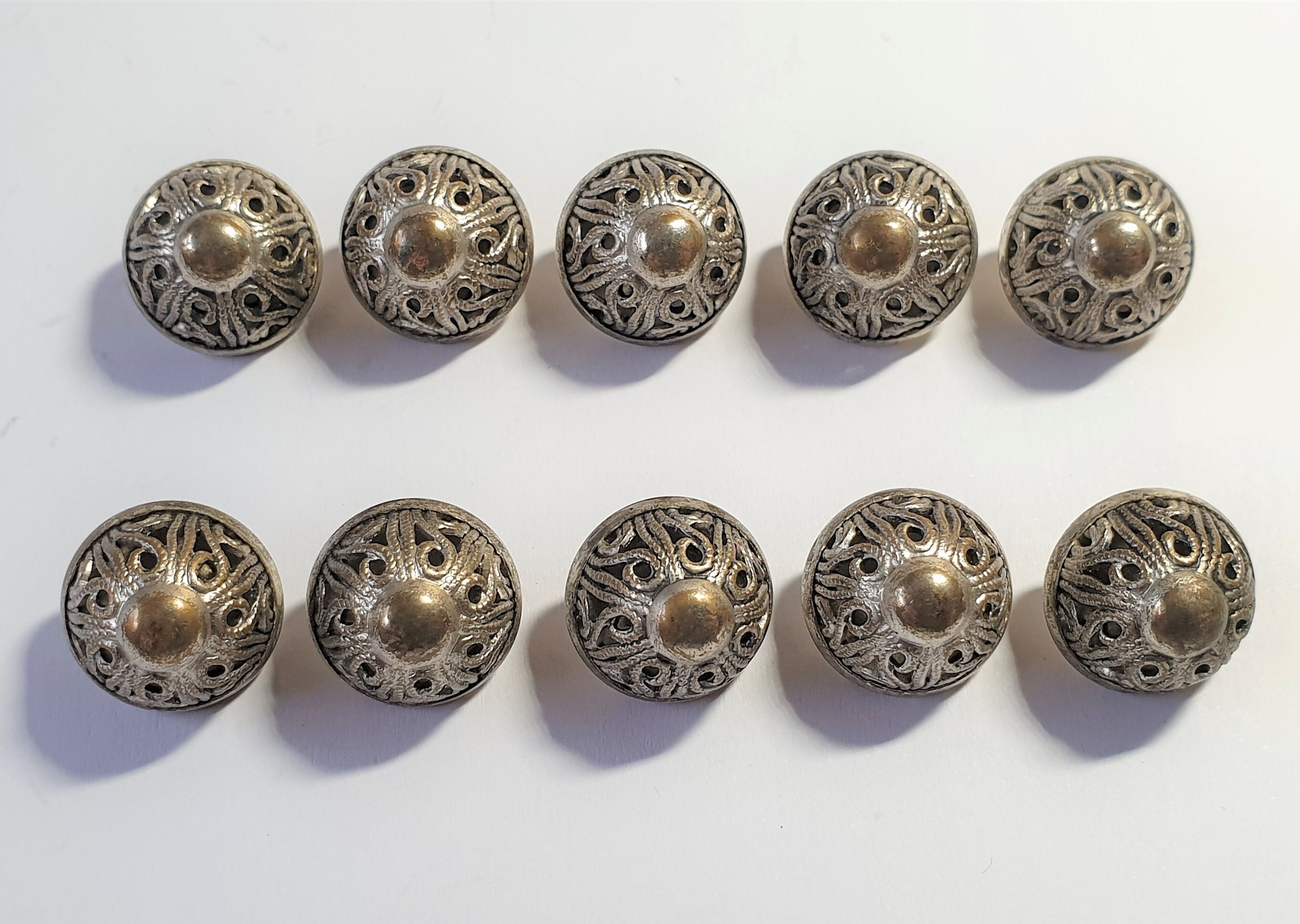10 White Metal 1800s Domed Filigree Buttons. Seamed. Long Coat - Etsy