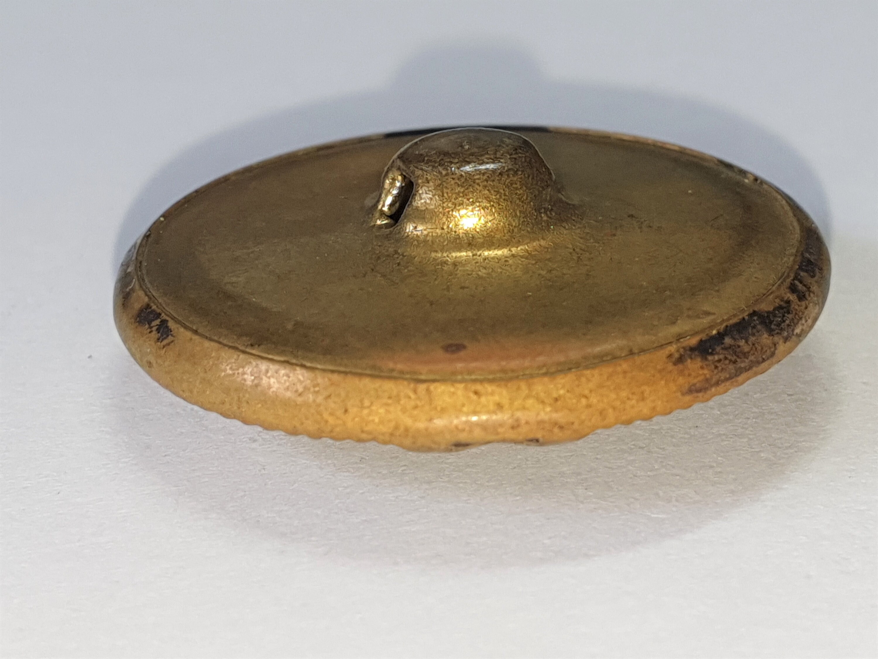 1 1800s Brass Button With Geometric Cross Hatching Roman Style Central ...