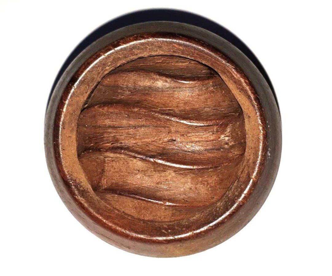 1900s Chunky Brown Wooden Button With Deep Grooves Within Raised Centre ...