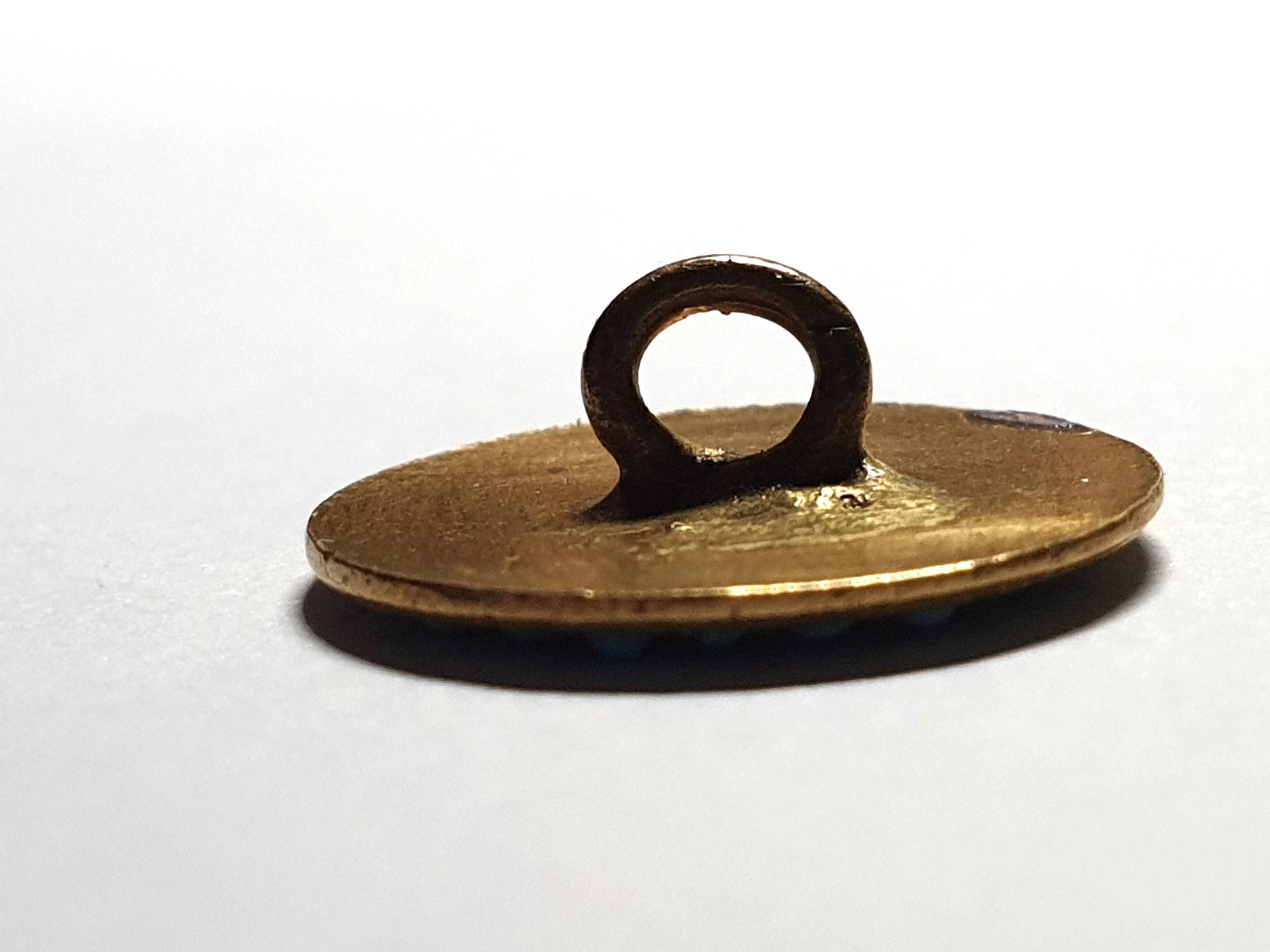 Antique Hexagonal French Enamel Button. Black Enamel Background With ...