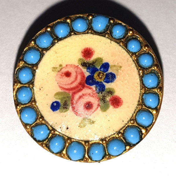 Antique Enamel Button - Etsy
