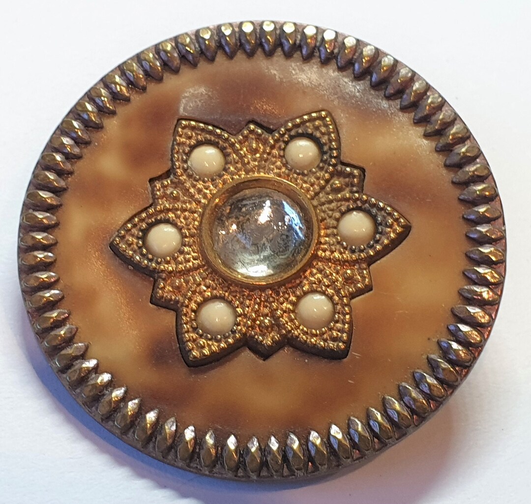 1 Antique Golden Age Button Seamed Brass With Paste Star - Etsy