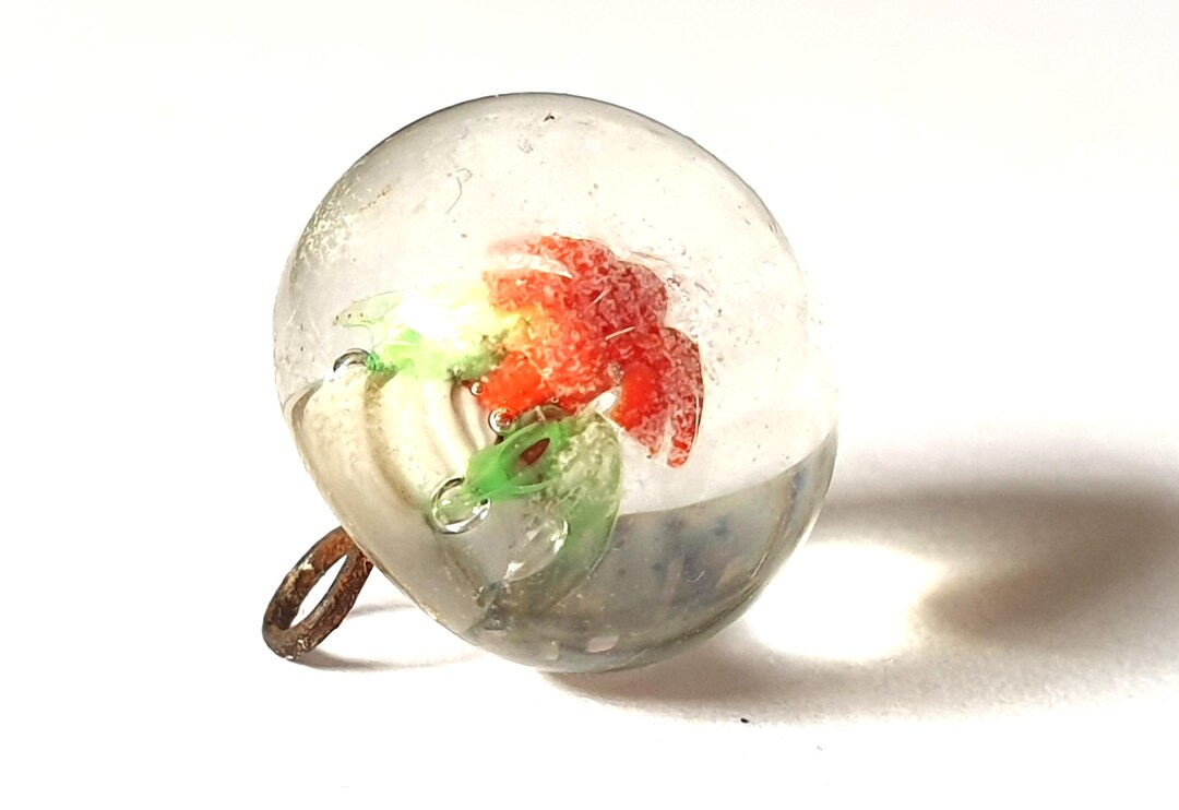 1940s Winfield Rutter Glass Paperweight Button: Coral Flower, Green ...