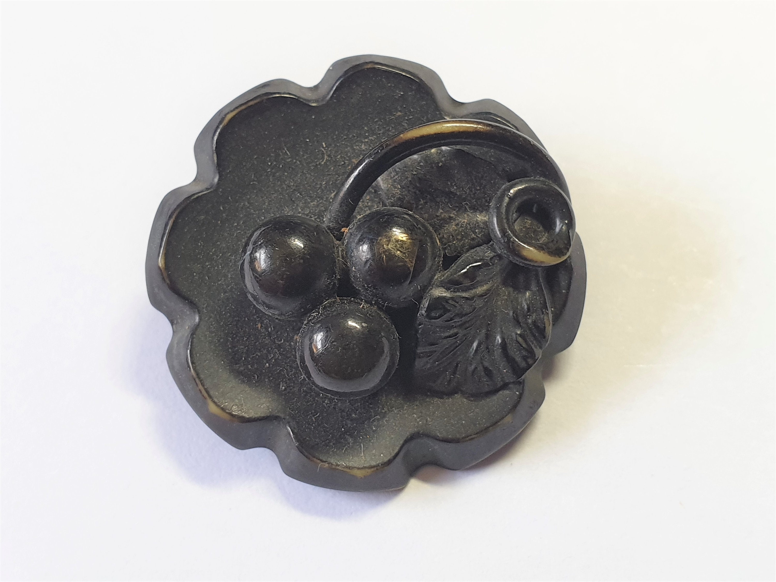 Black Weeber Celluloid Button With Fruit Design. Circa 1940s. Self ...
