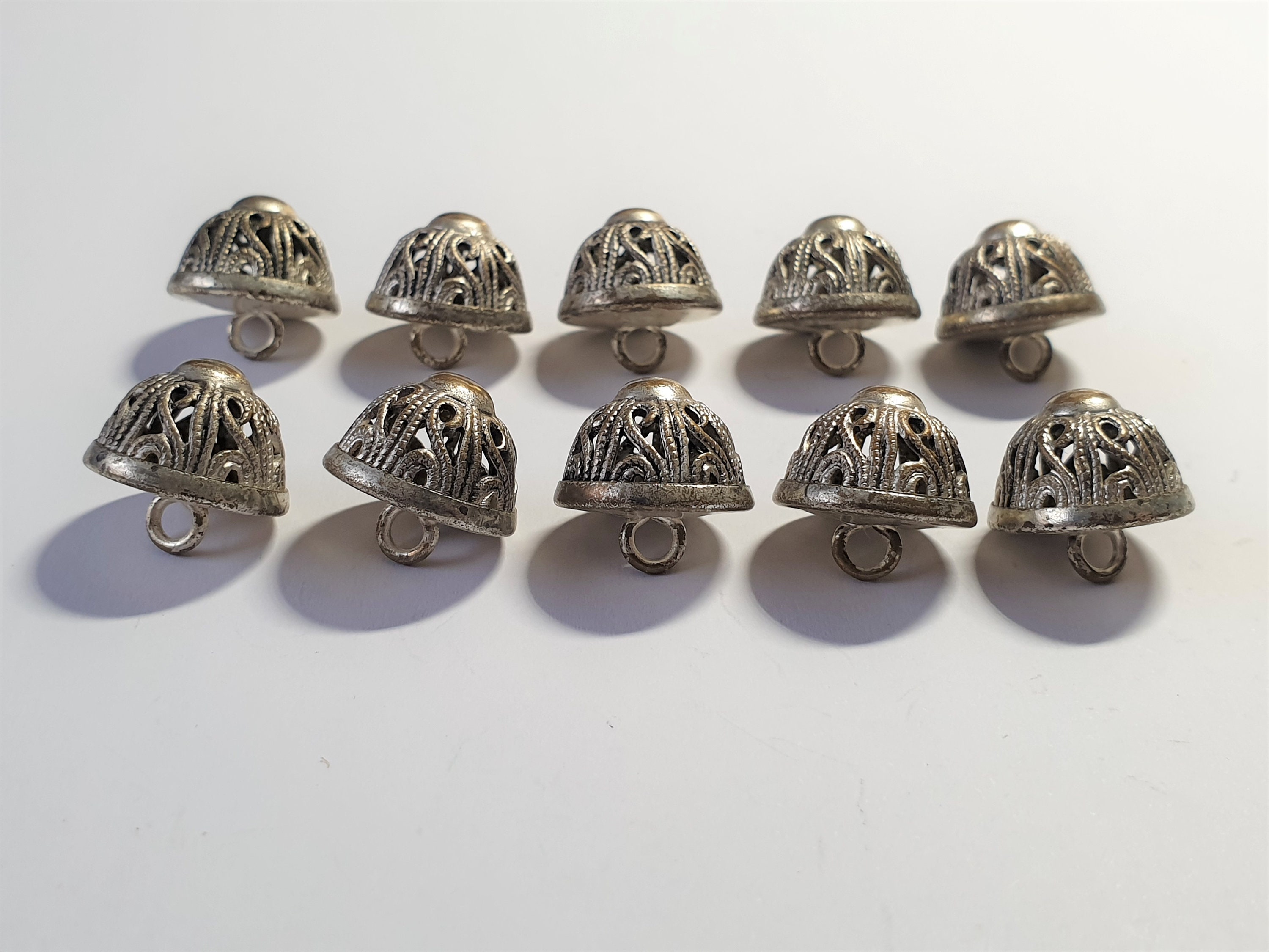 10 White Metal 1800s Domed Filigree Buttons. Seamed. Long Coat - Etsy