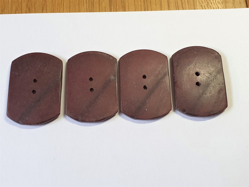 4 Large Art Deco Lozenge Shaped Buttons. Deep Red With Grooves - Etsy