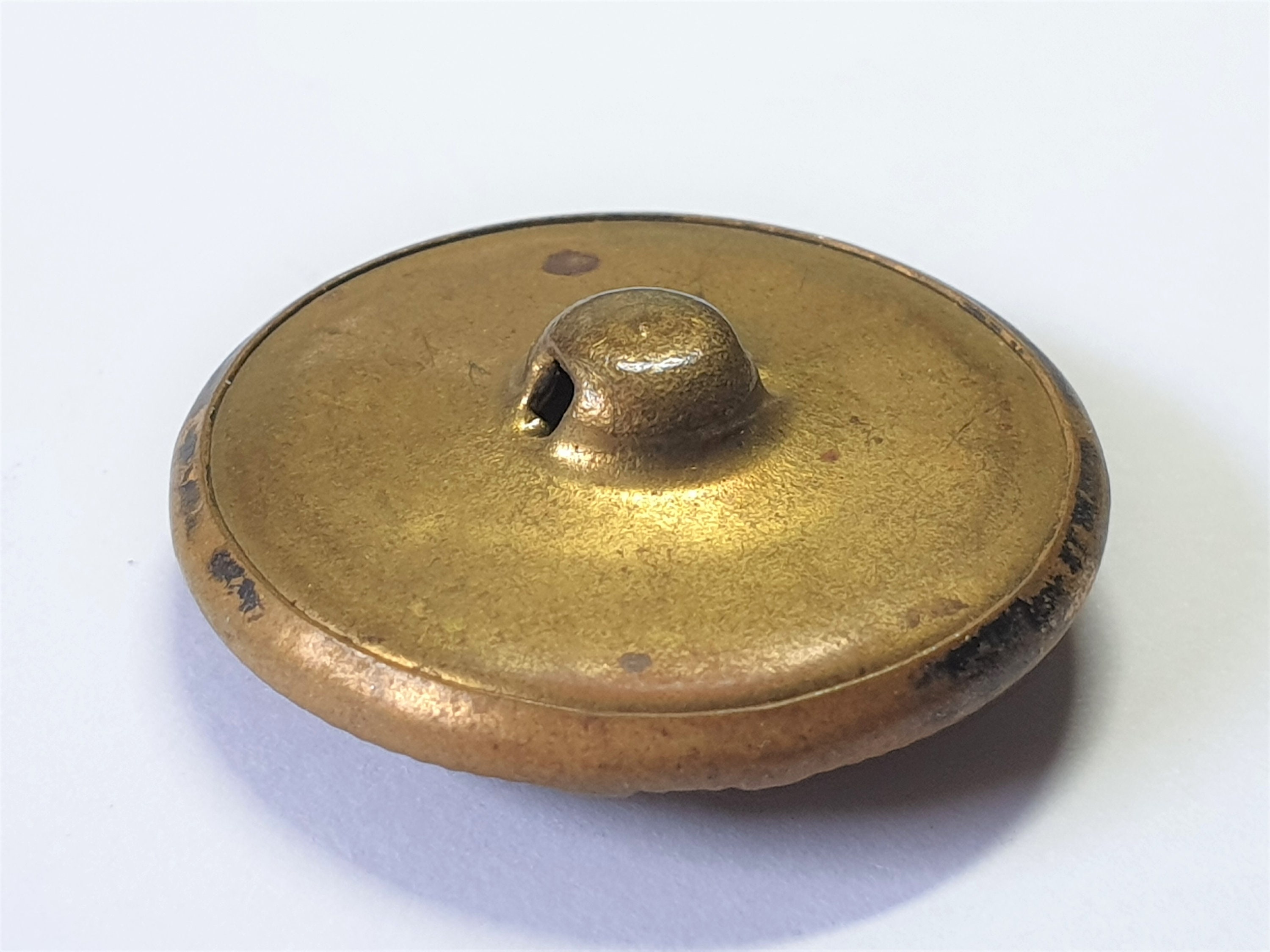 1 1800s Brass Button With Geometric Cross Hatching Roman Style Central ...