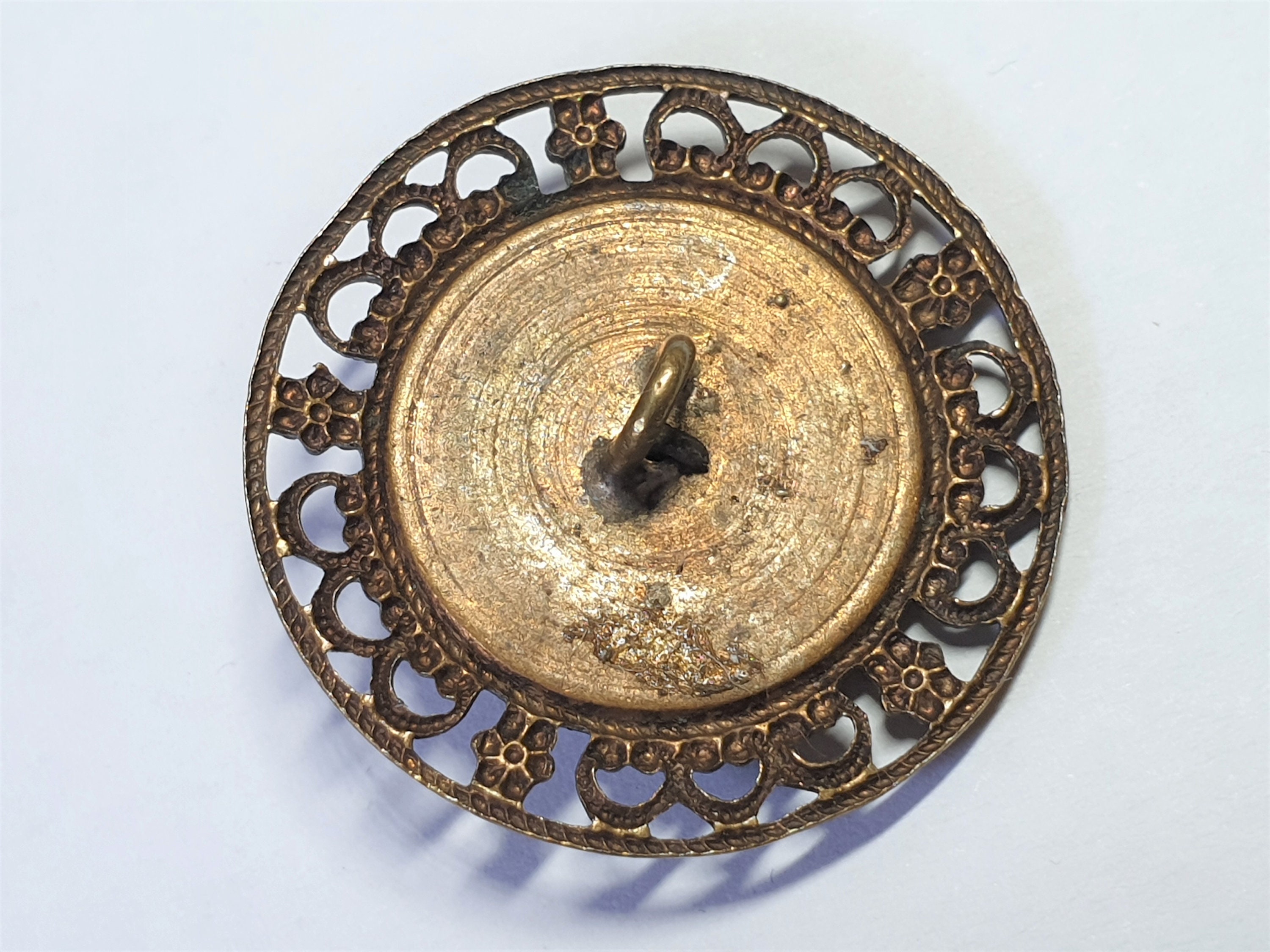 1 1860s Button With Filigree Cut Steel Border. Cloisonné Enamel Centre ...