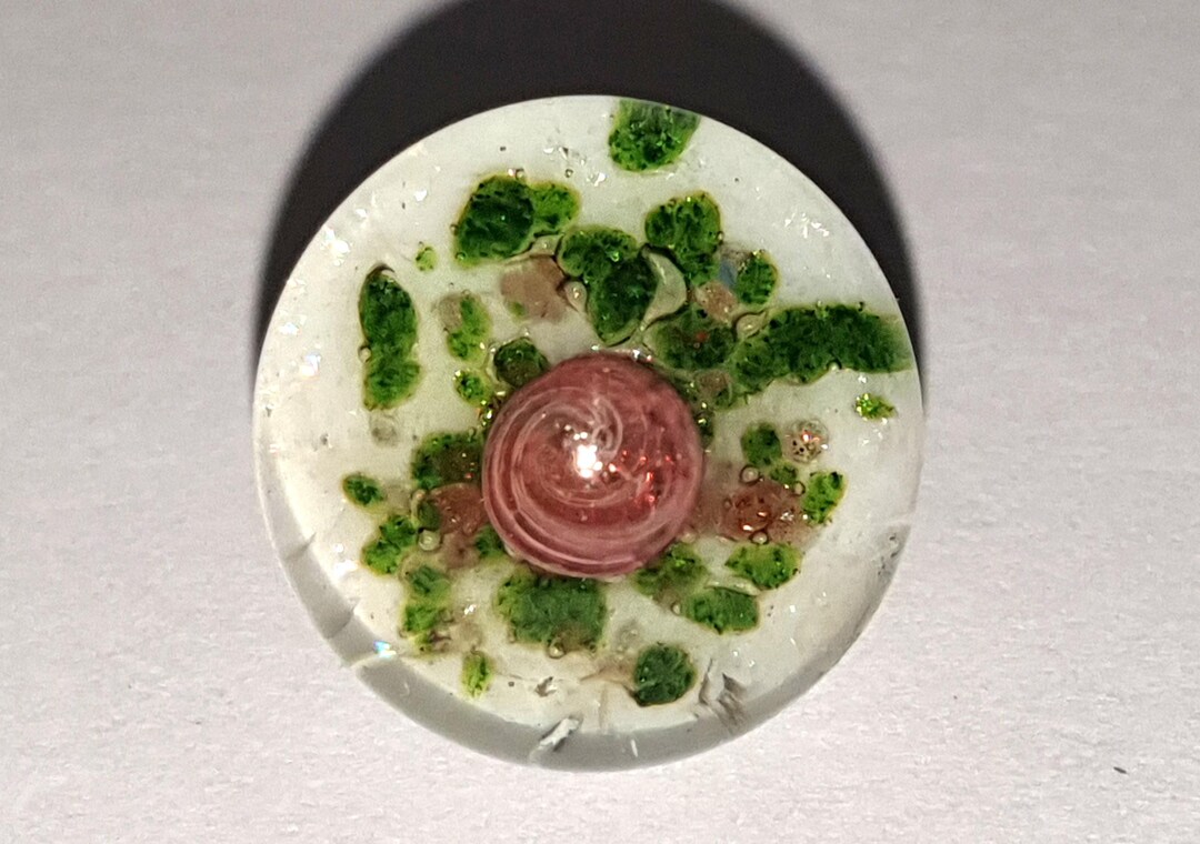 1940s Winfield Rutter Paperweight Button: Pink Rose, Brass Shank - Etsy