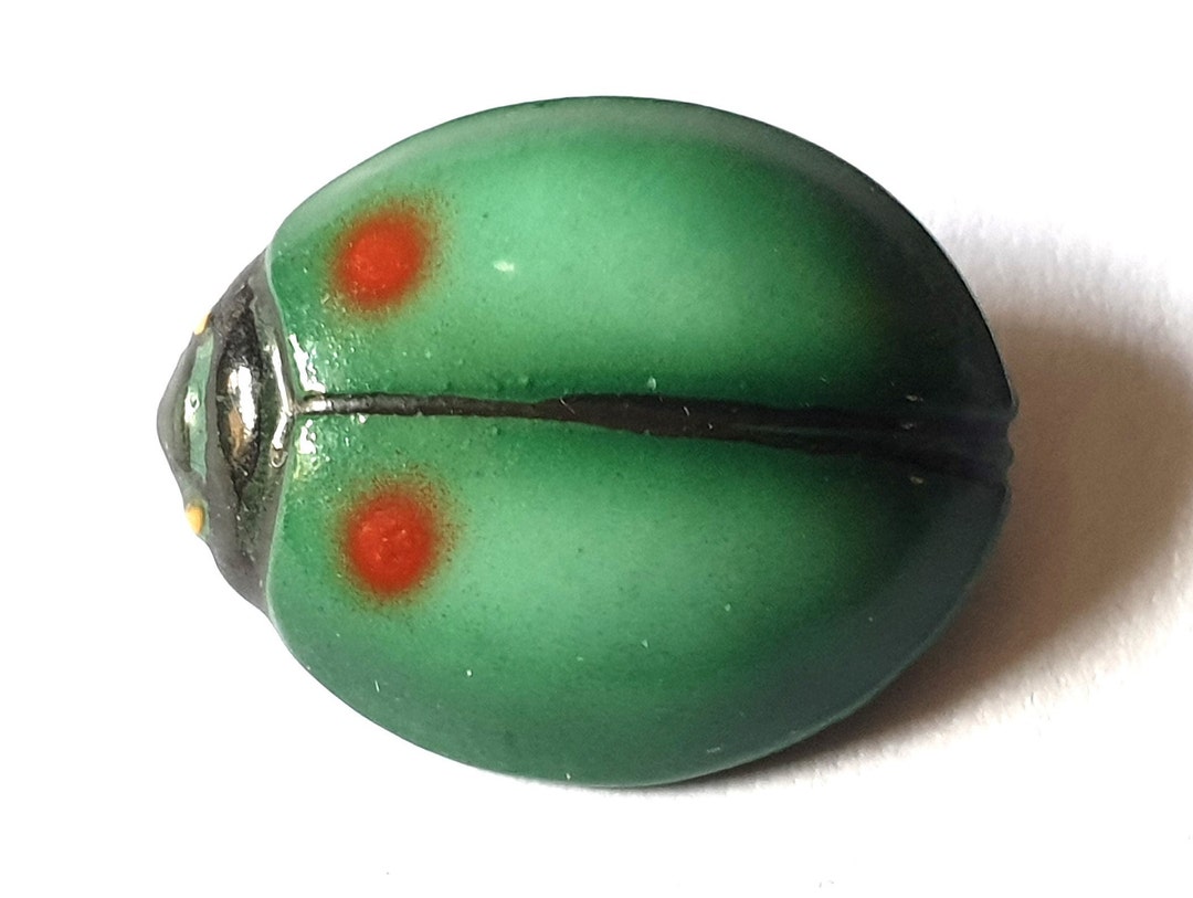 Very Rare 1940s Ladybird Japanese Arita Button. Green Porcelain With ...