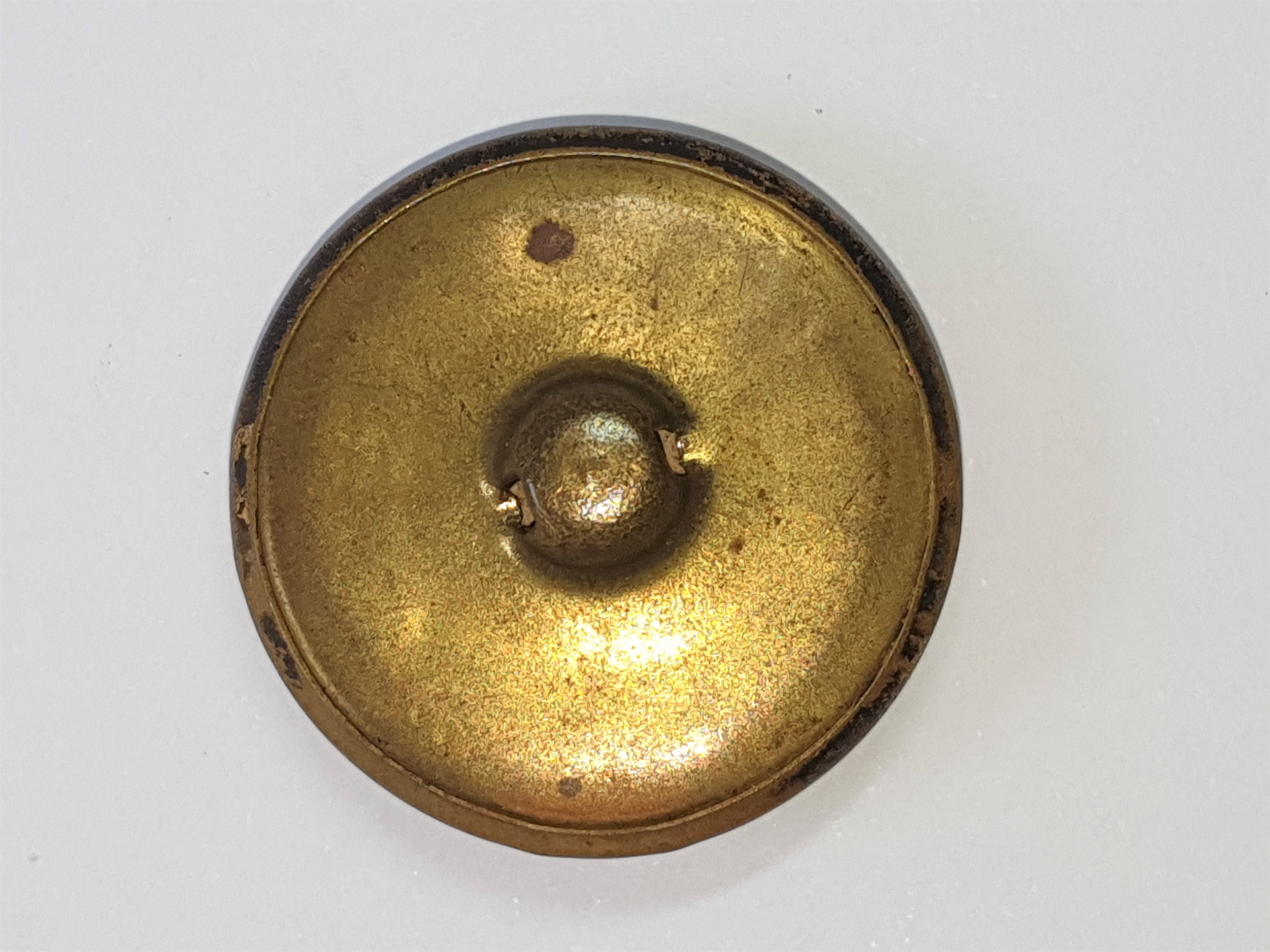 1 1800s Brass Button With Geometric Cross Hatching Roman Style Central ...