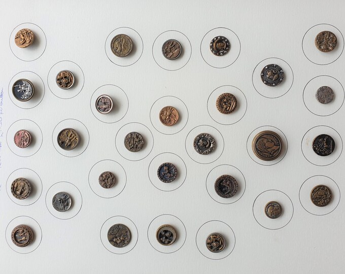 29 Picture Buttons Circa 1800s. A Mix of Brass, Metal and Cut Steel ...