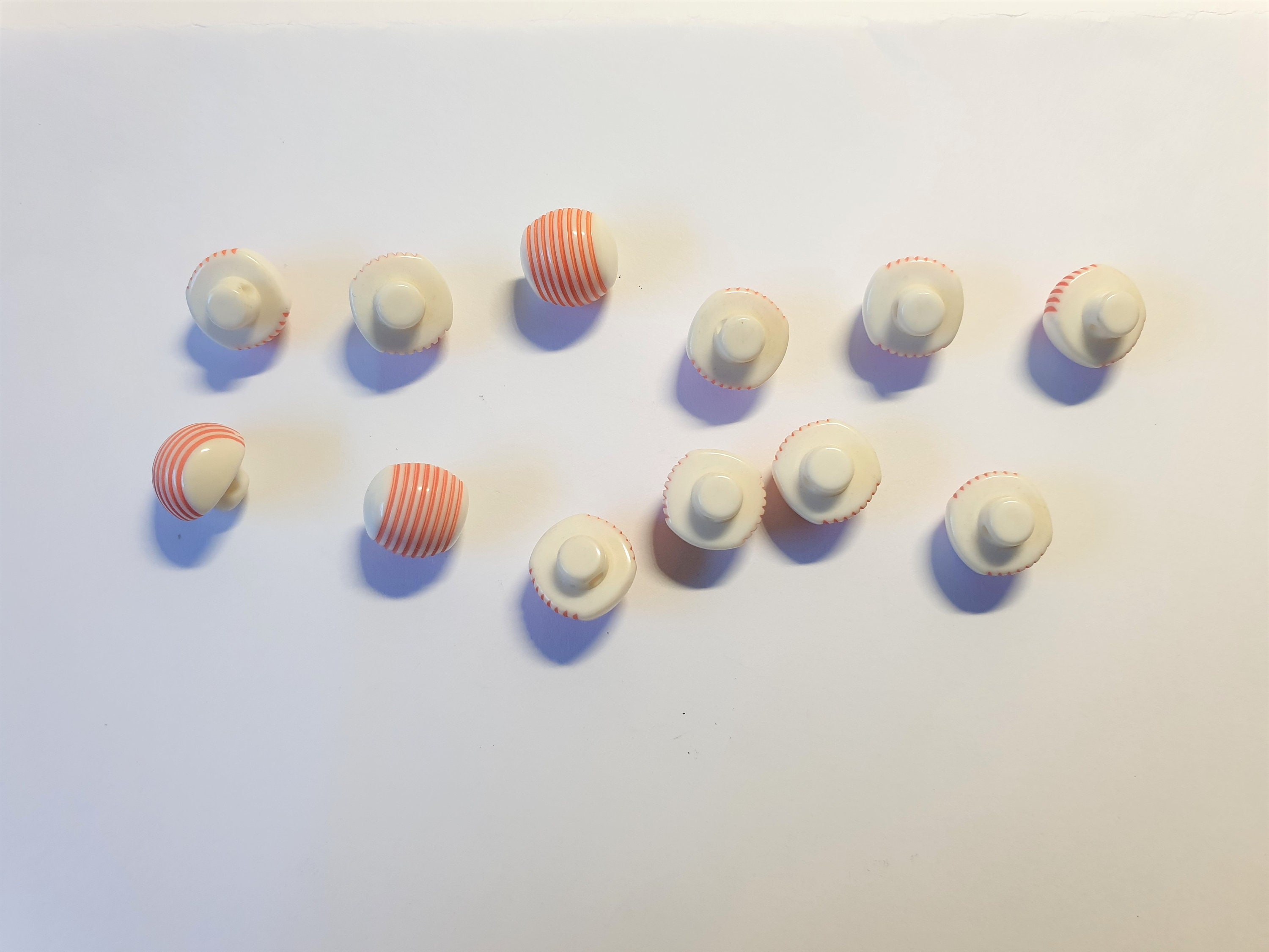 1 White Casein Domed Button With Red Stripes. Circa 1940s. Casein ...