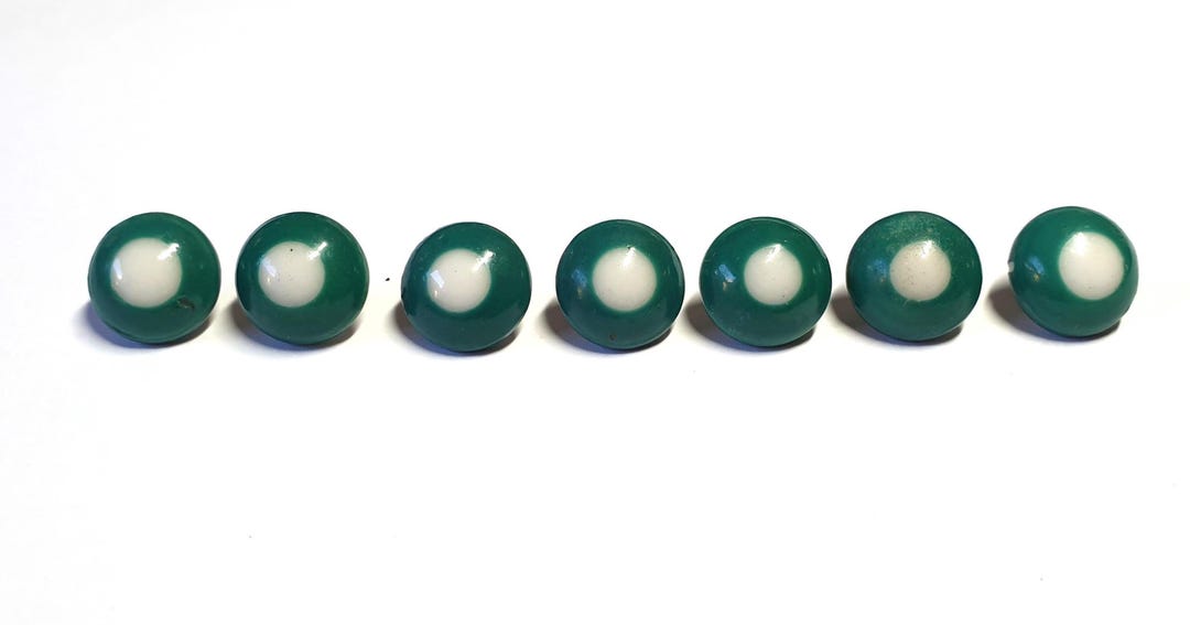 Green Glass Boot Buttons: Set of 7 Vintage Glove Buttons With Metal ...