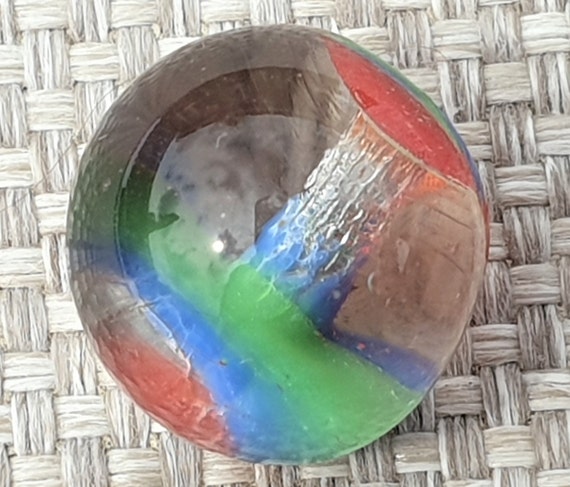 1 Vintage Glass Paperweight Button With Red Green and Blue - Etsy
