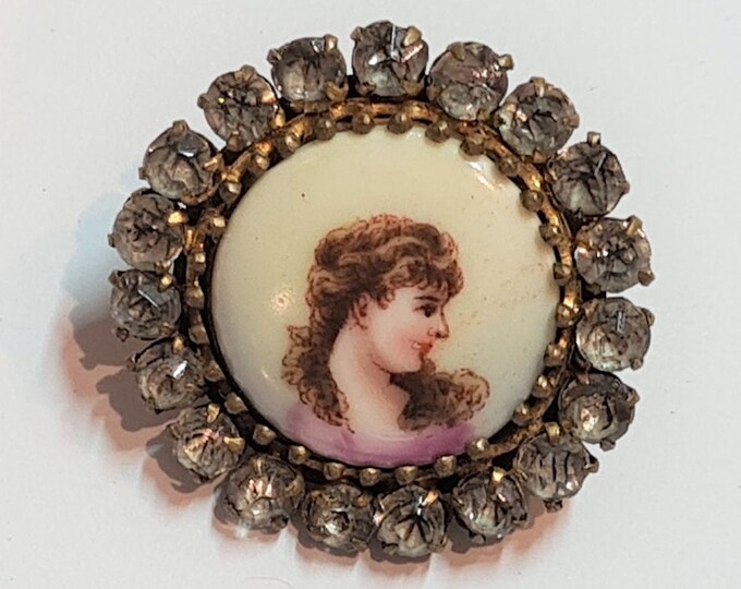 1 Porcelain 19th Century Antique Button With Paste Border. Hand Painted ...