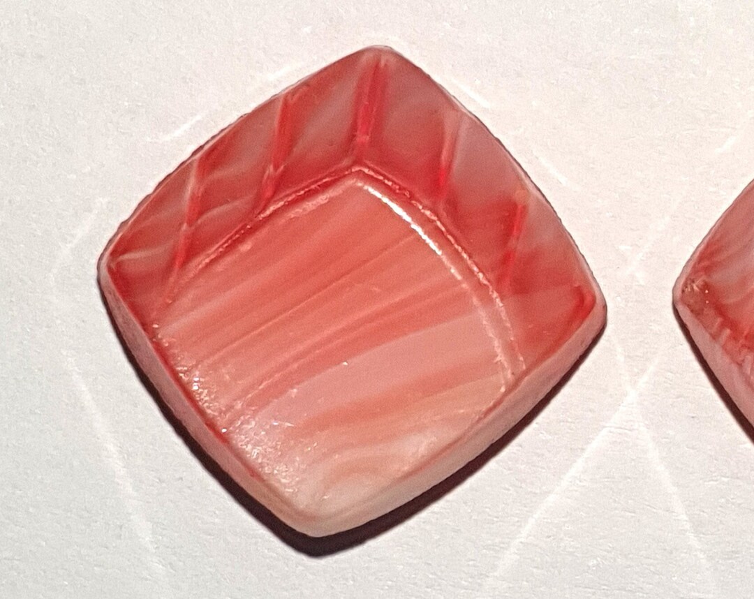 Art Deco Red & White Striped Glass Button: Square Self Shank (15mm) - Etsy