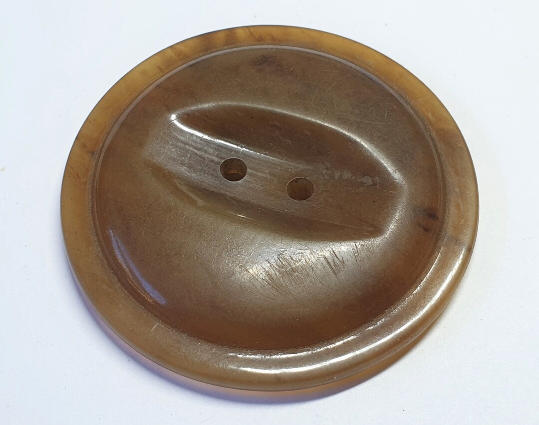 1 Very Large Brown Mottled Bakelite Button With Indented Centre 1 7/8 ...