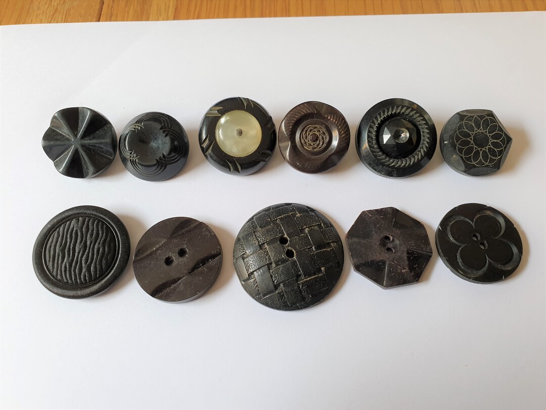 11 Black Art Deco Buttons. Different Designs. Sizes 1 to 1 7/16. 6 Loop ...