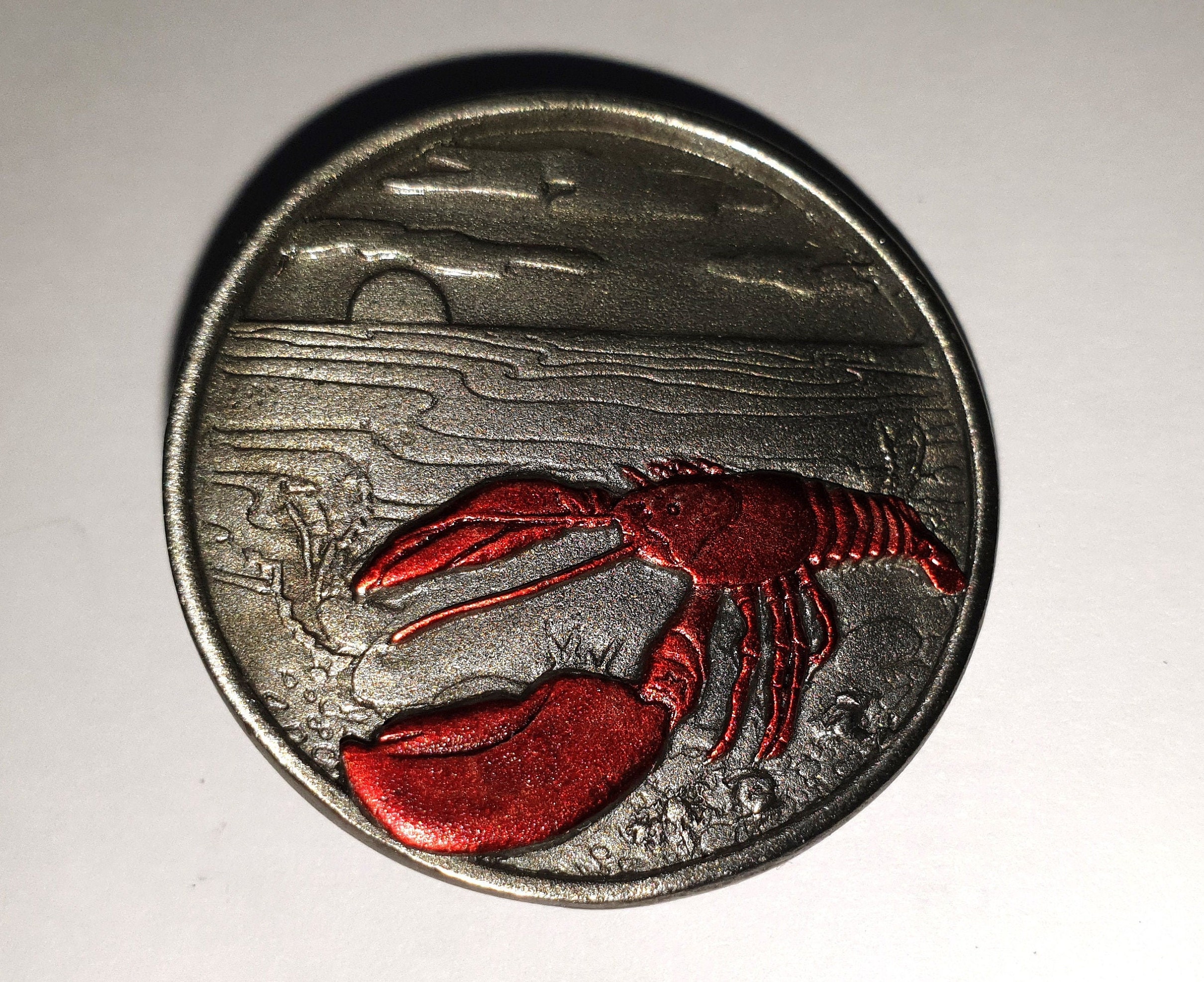 Very Rare Pewter Red Lobster Button. Signed NBS 2010 Battersea. Brite ...