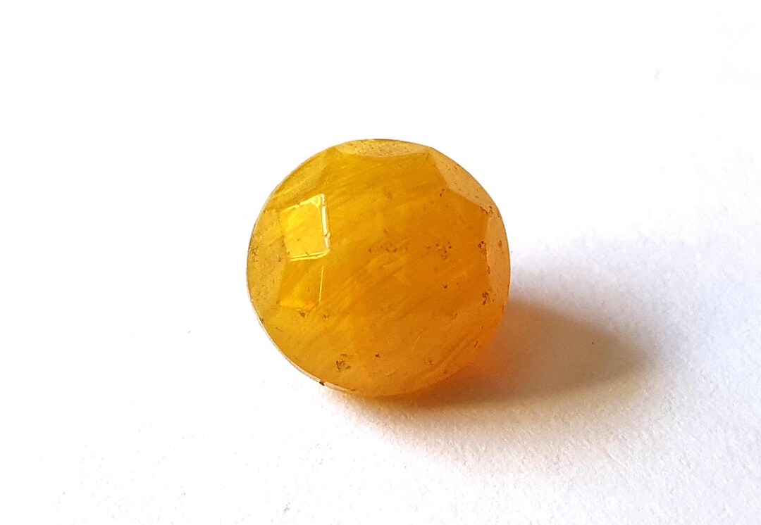 Antique Yellow Faceted Glass Ball Button: 1900s Striped Effect (3/8 ...