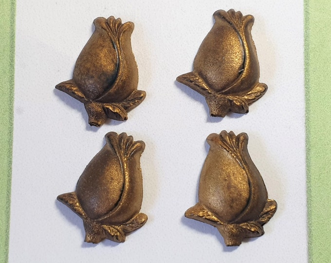 A Set of 4 1940s Brass Buttons in the Shape of Roses. Brass Loop Backs ...