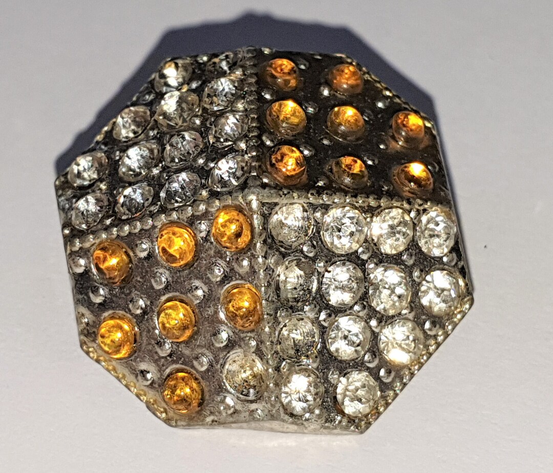 1920s Octagonal Paste Button: White Metal Antique Finding (21mm) - Etsy