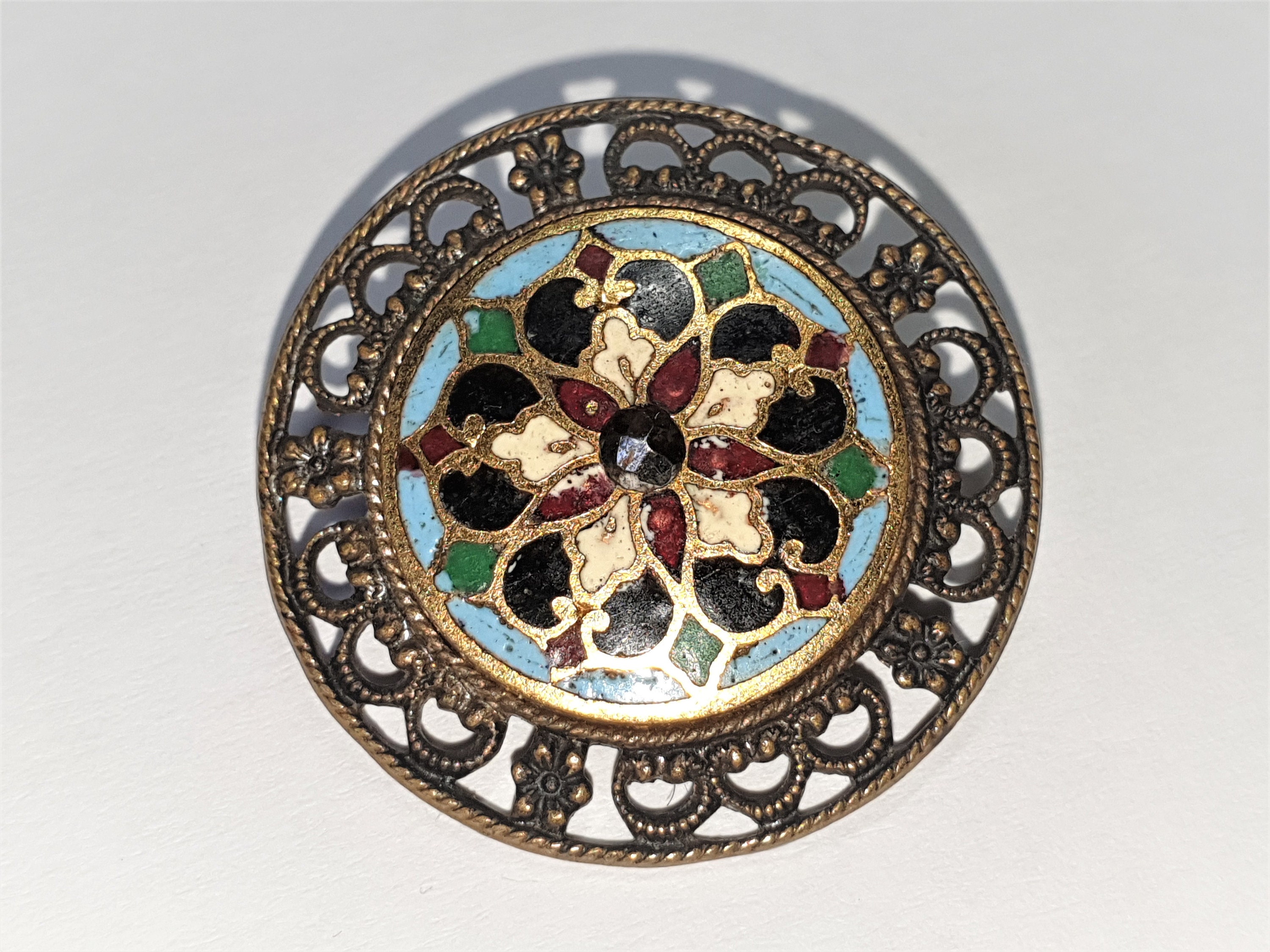 1 1860s Button With Filigree Cut Steel Border. Cloisonné - Etsy